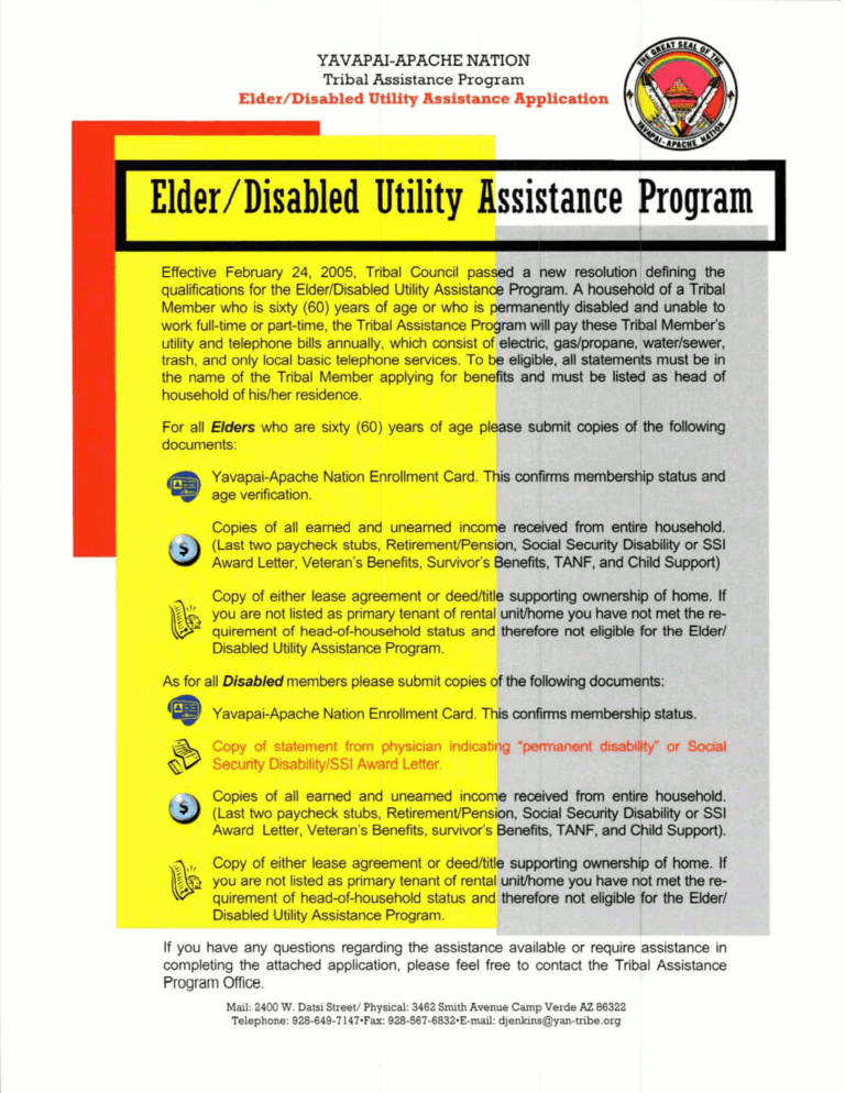 Elder/Disabled Utility Assistance Program – Yavapai-Apache Nation