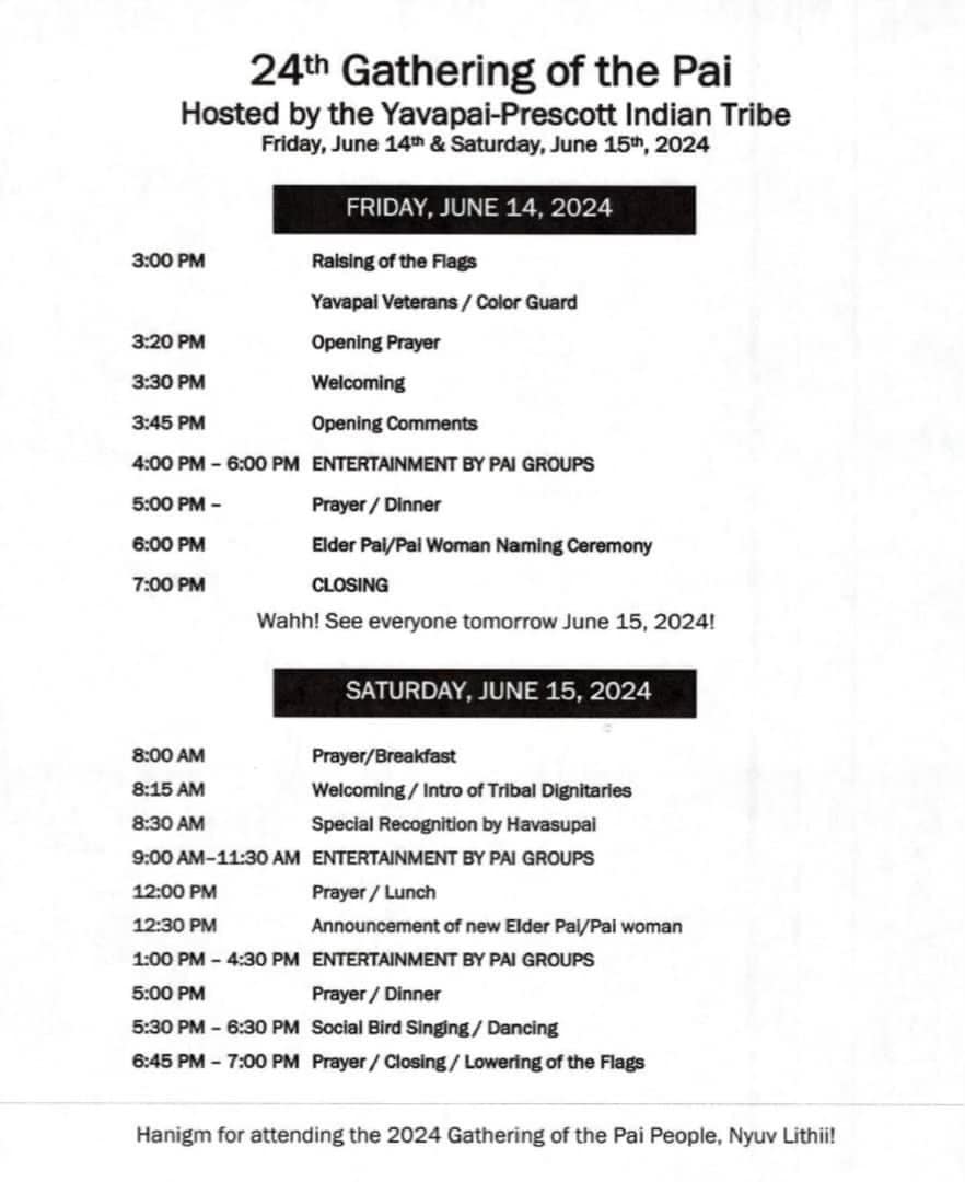 𝟐𝟒𝐭𝐡 𝐆𝐚𝐭𝐡𝐞𝐫𝐢𝐧𝐠 𝐨𝐟 𝐭𝐡𝐞 𝐏𝐚𝐢 – Yavapai-Apache Nation