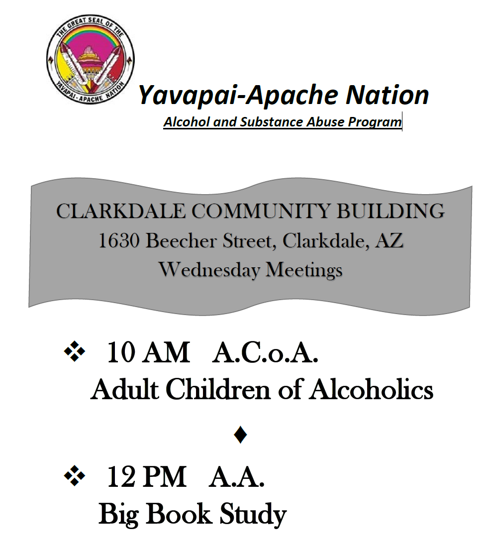 𝐀𝐥𝐜𝐨𝐡𝐨𝐥 𝐚𝐧𝐝 𝐒𝐮𝐛𝐬𝐭𝐚𝐧𝐜𝐞 𝐀𝐛𝐮𝐬𝐞 𝐏𝐫𝐨𝐠𝐫𝐚𝐦 𝐌𝐞𝐞𝐭𝐢𝐧𝐠𝐬 – Yavapai-Apache Nation