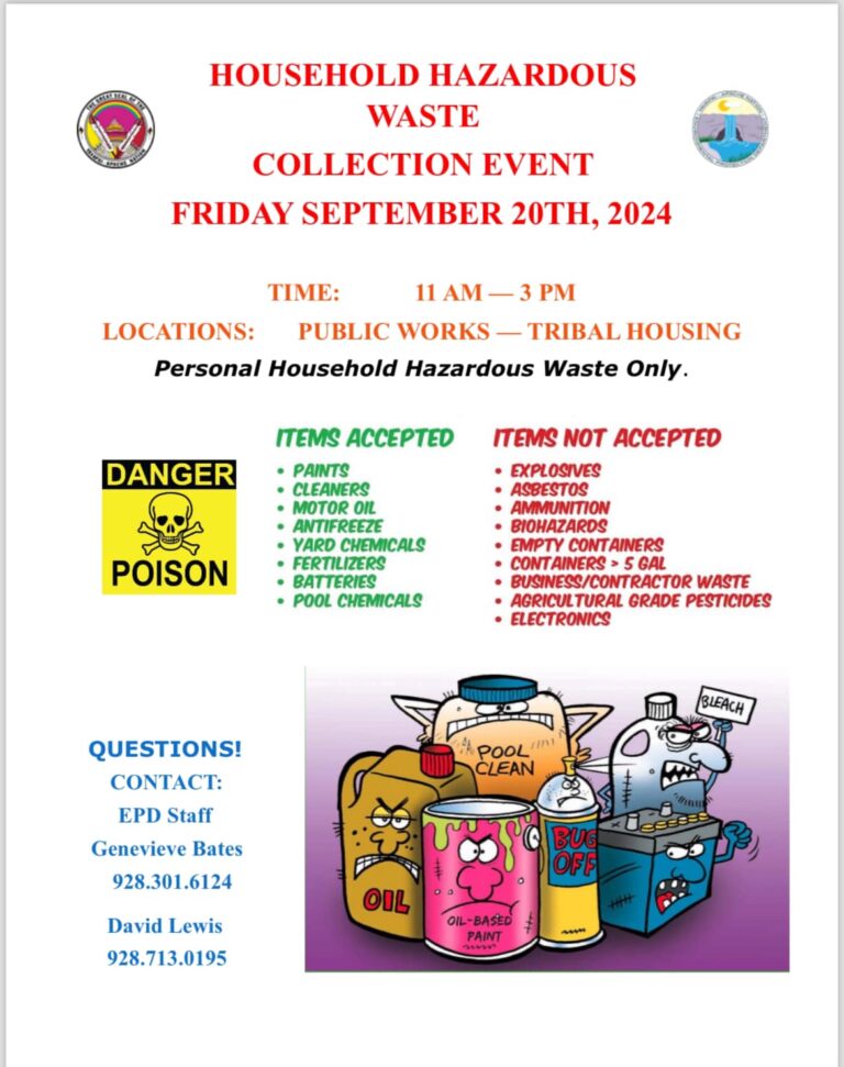 𝐇𝐨𝐮𝐬𝐞𝐡𝐨𝐥𝐝 𝐇𝐚𝐳𝐚𝐫𝐝𝐨𝐮𝐬 𝐖𝐚𝐬𝐭𝐞 𝐂𝐨𝐥𝐥𝐞𝐜𝐭𝐢𝐨𝐧 𝐄𝐯𝐞𝐧𝐭 – Yavapai-Apache Nation