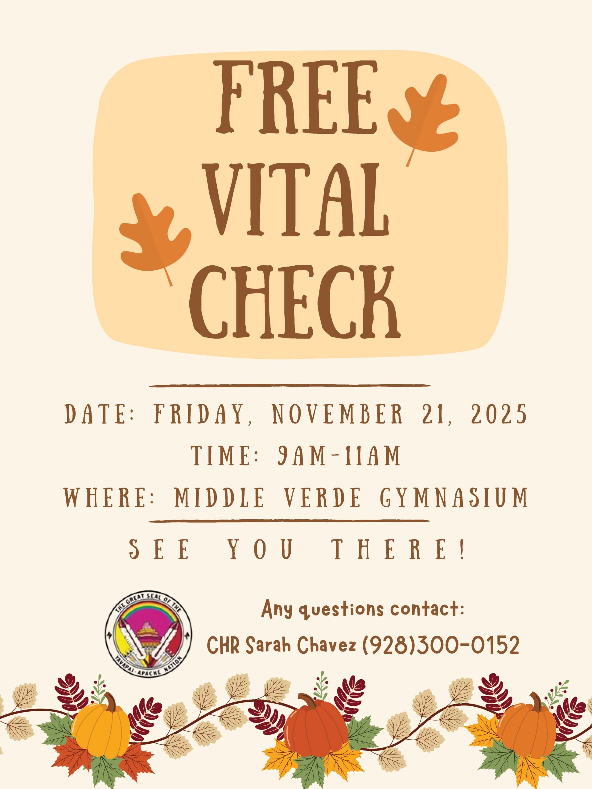 Community Announcement: FREE vital checks at the Middle Verde Gym on ...