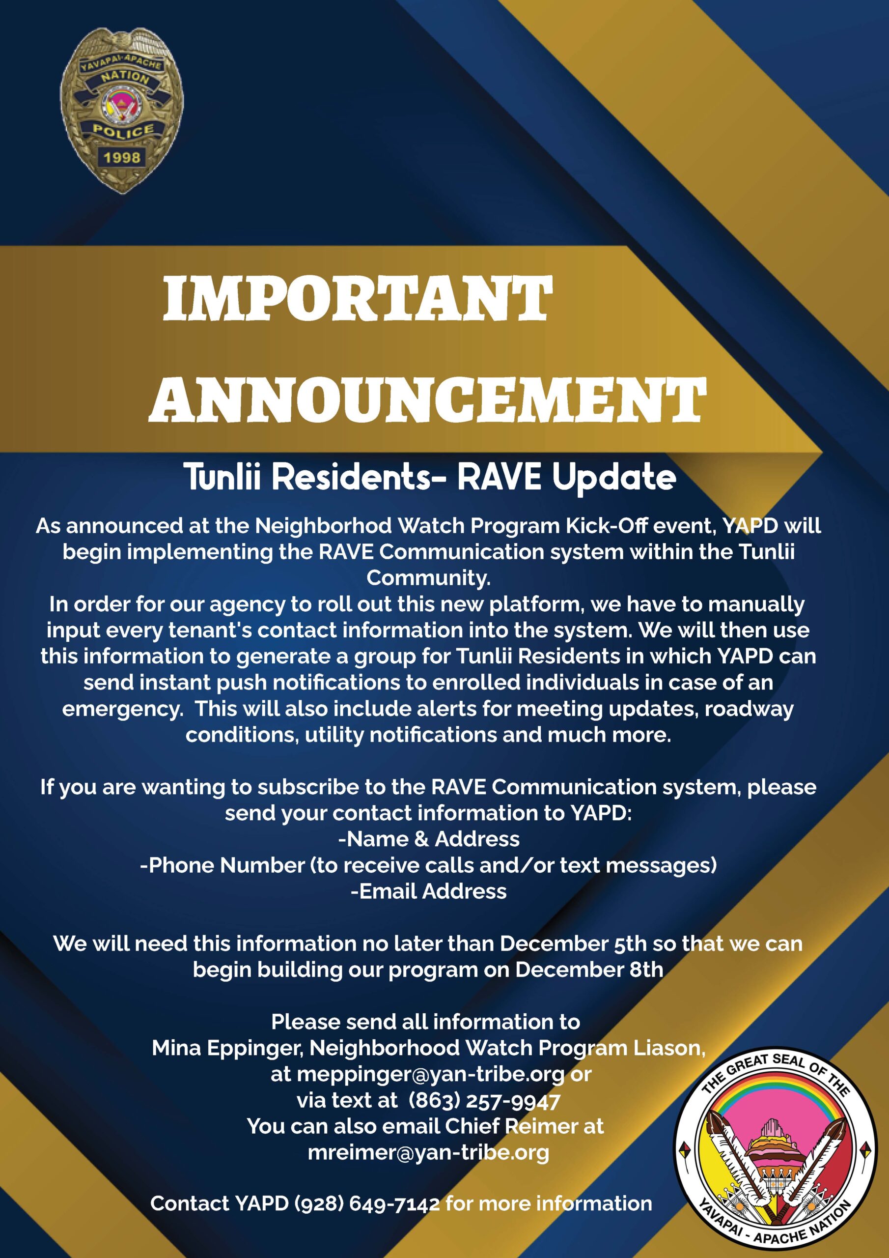 COMMUNITY ANNOUNCEMENT – Tunlii Neighborhood Watch & RAVE Sign-Up ...