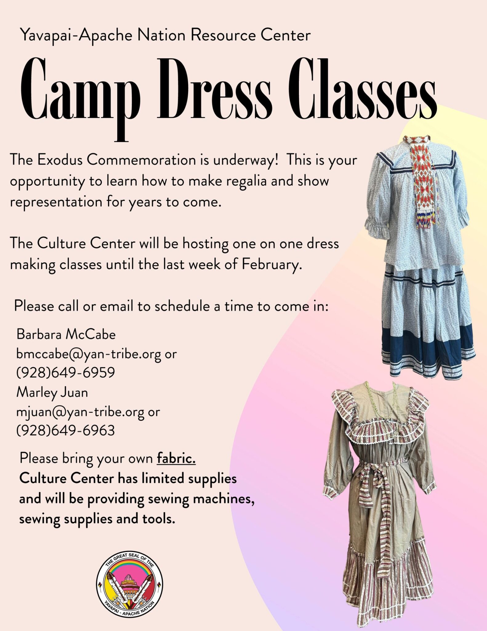 Culture Center Announcement: Camp Dress Making Classes – Yavapai-Apache ...