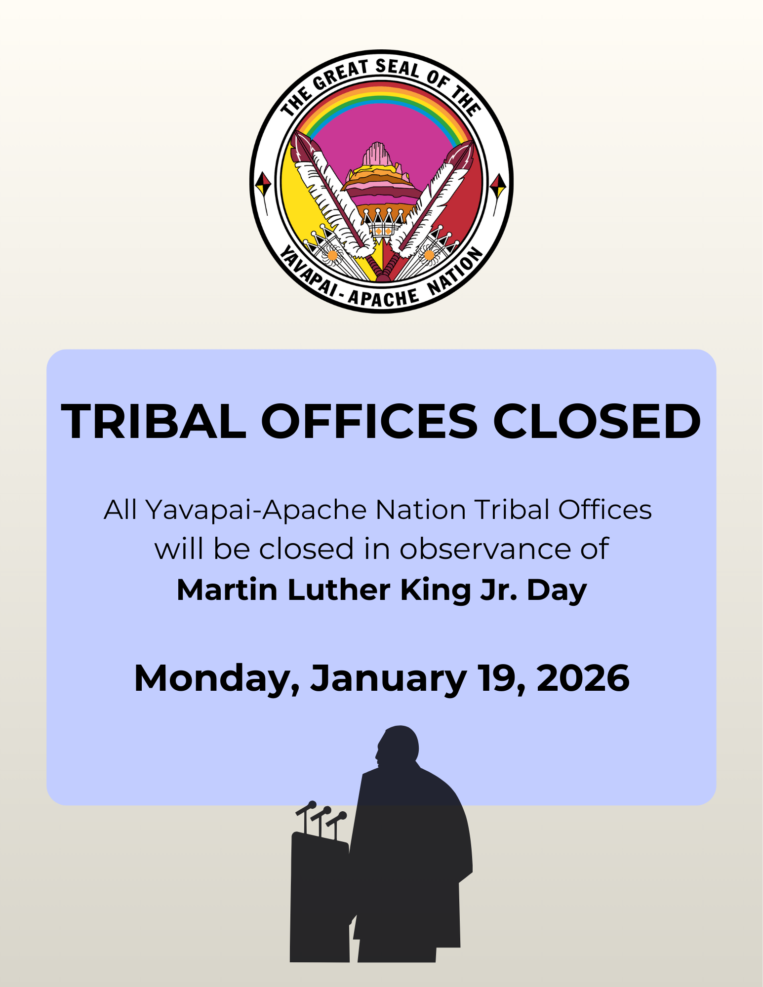 Tribal Offices Closed – Martin Luther King Jr. Day – Yavapai-Apache Nation